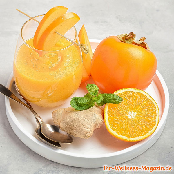 Ingwer-Shot mit Orange und Kaki - einfaches Rezept fürs Immunsystem