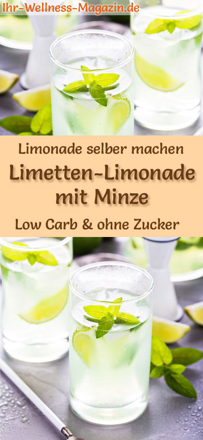 Limetten-Limonade mit Minze selber machen - Rezept ohne Zucker & Low Carb